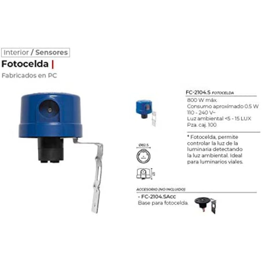 Fotocelda para Exterior 110V-240V - 1300W con Base Incluida - Servidomo